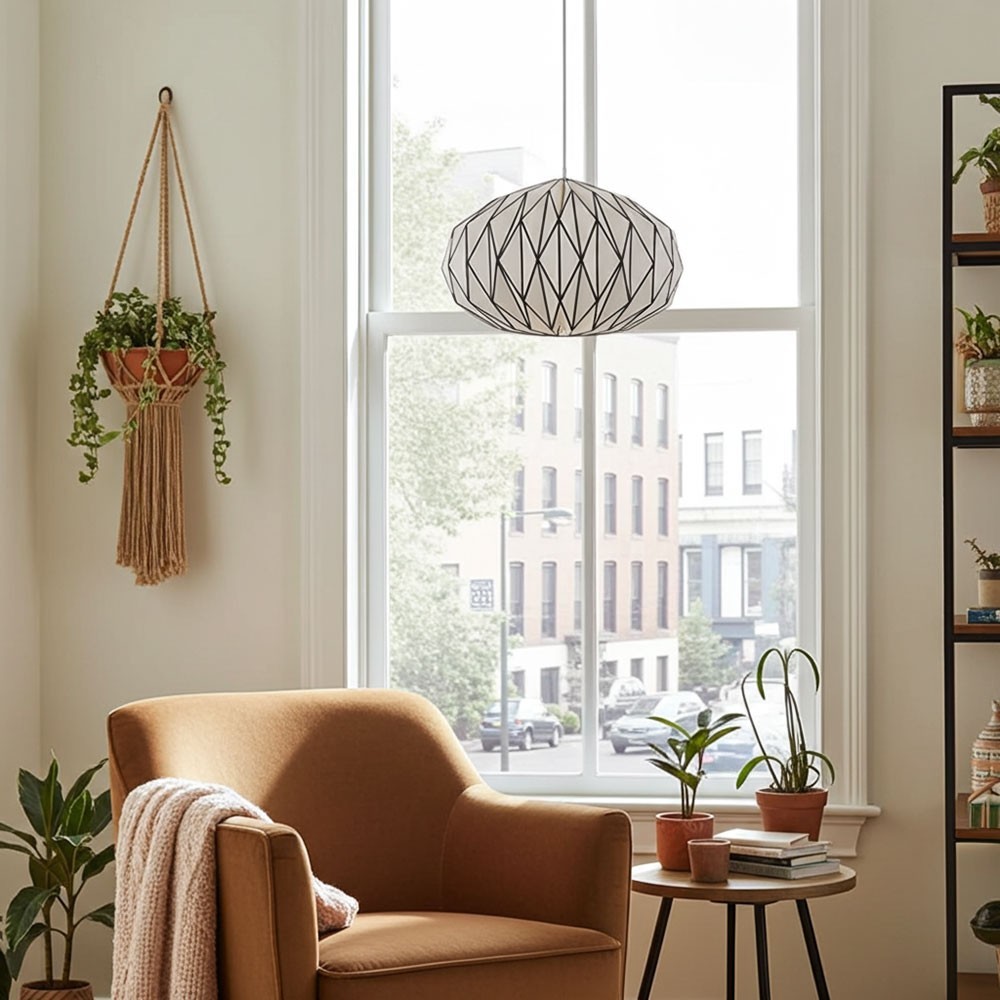 Pinstripe Oval Paper Lampshade
